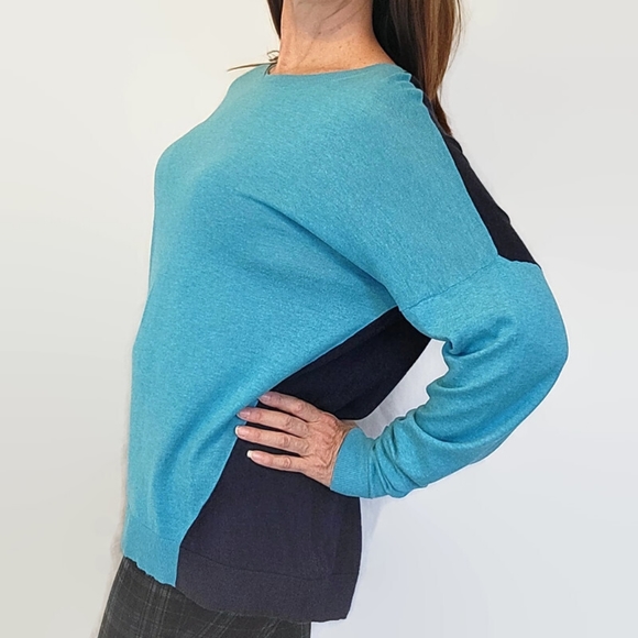 Boden | Sweaters | Boden Turquoise And Navy Color Blocked Sweater ...
